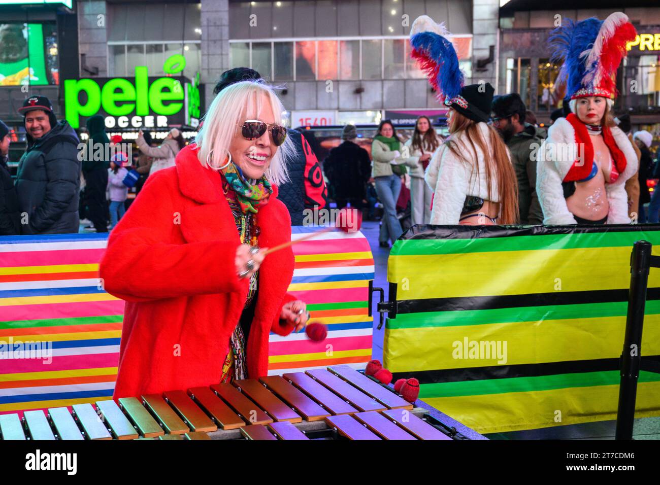 New York, USA. , . Argentinian conceptual pop artist Marta Minujín (R ...