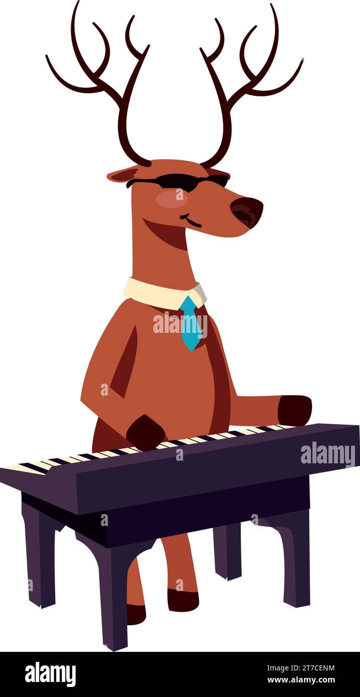 animal playing instrument deer with piano Stock Vector Image & Art - Alamy