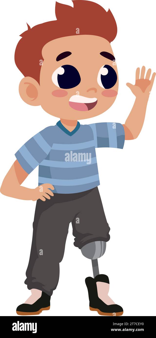 boy disability with leg prosthesis Stock Vector Image & Art - Alamy