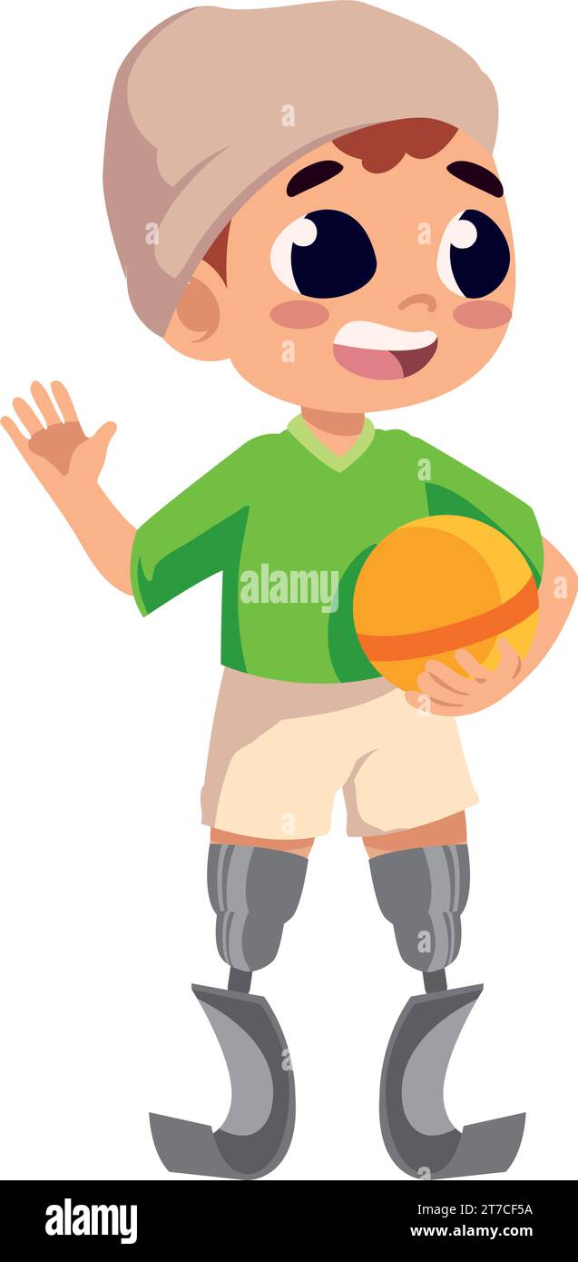 boy disability with prosthetic leg Stock Vector Image & Art - Alamy
