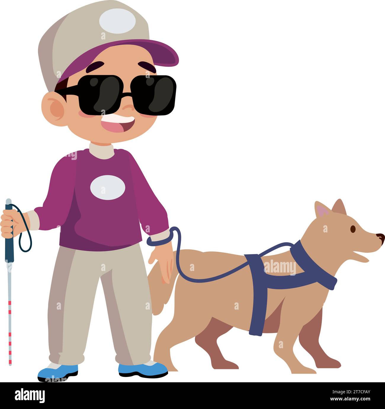 boy disability blind with dog Stock Vector Image & Art - Alamy