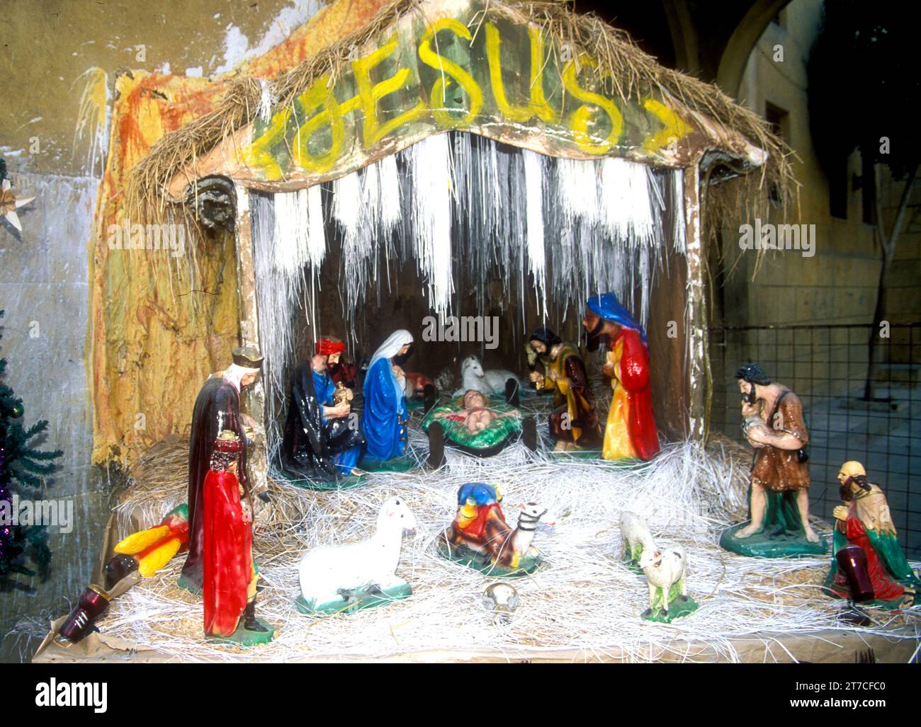 Nativity scene recreating the birth of Jesus Christ in Bethlehem Stock ...
