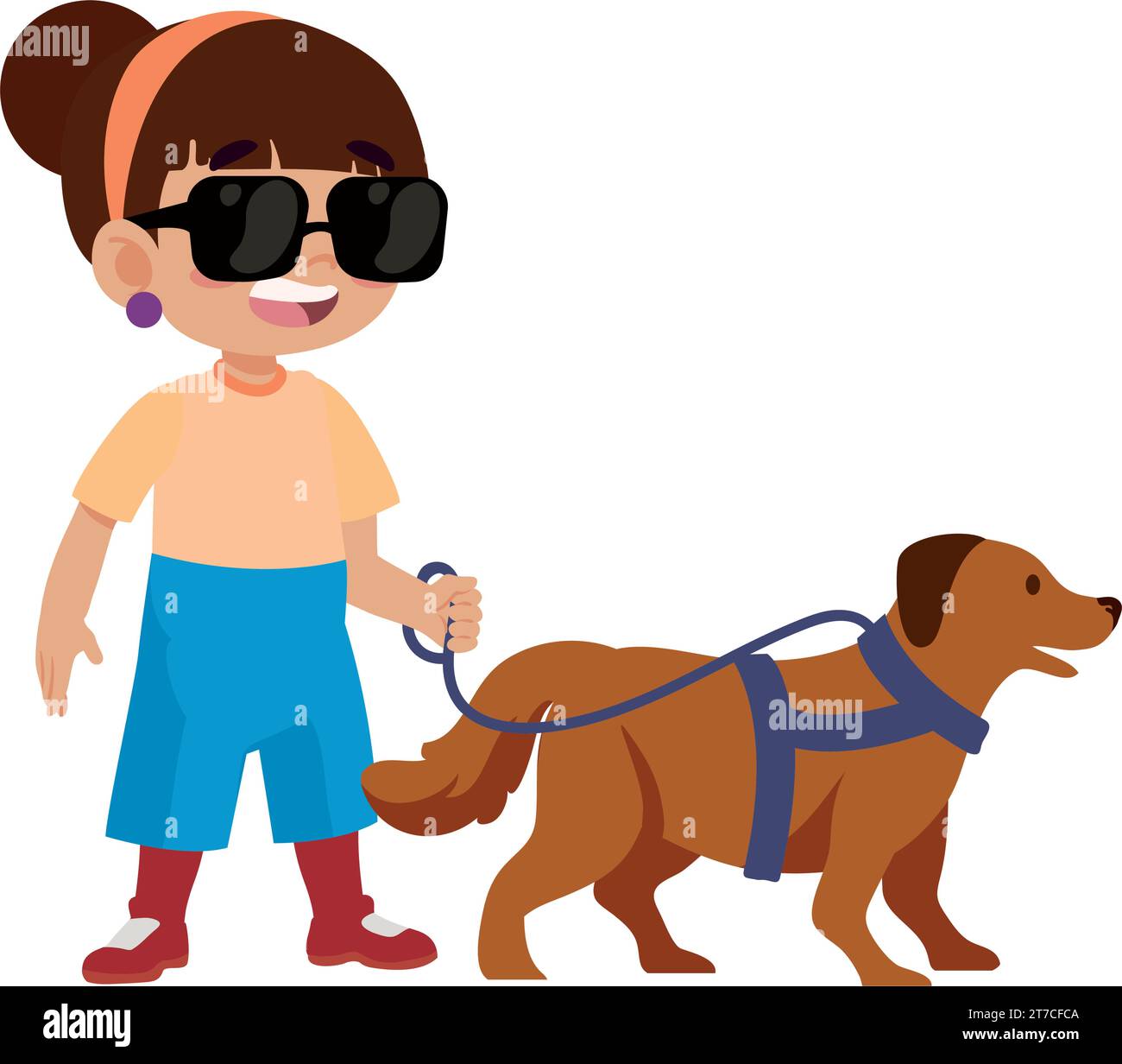 girl disability blind with dog Stock Vector Image & Art - Alamy