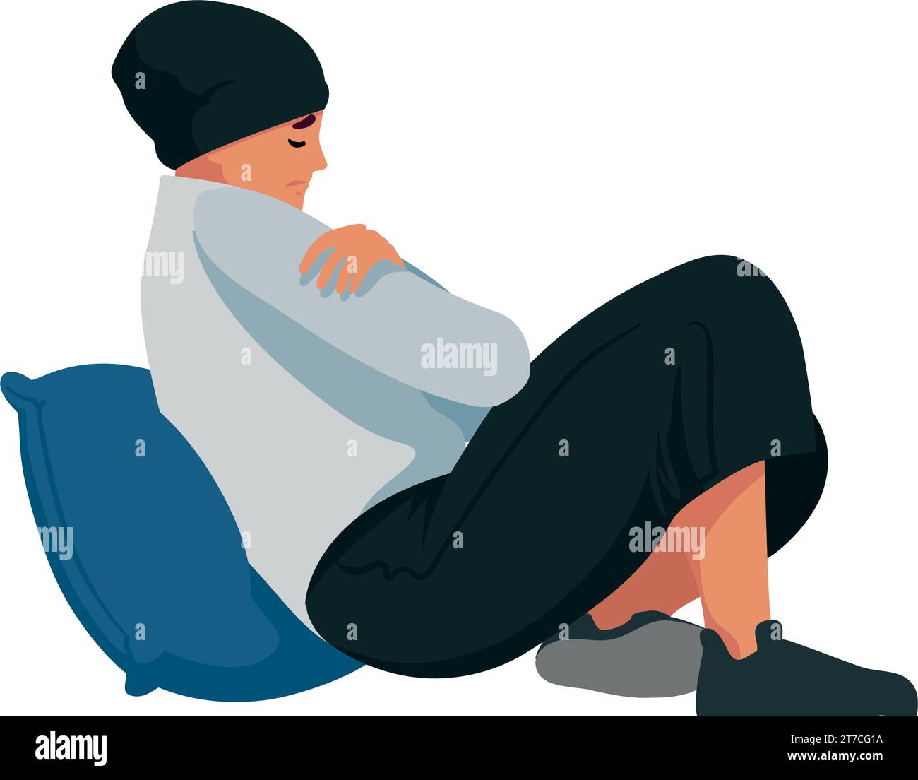 depression man sitting Stock Vector Image & Art - Alamy