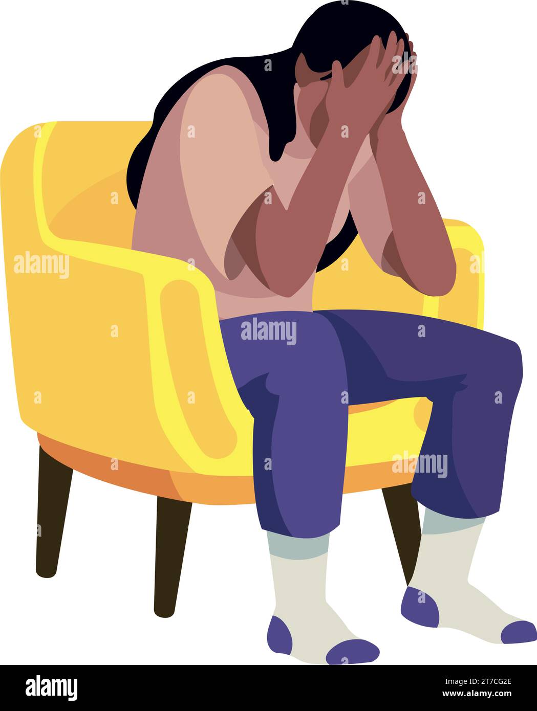 Woman alone home sad Stock Vector Images - Alamy