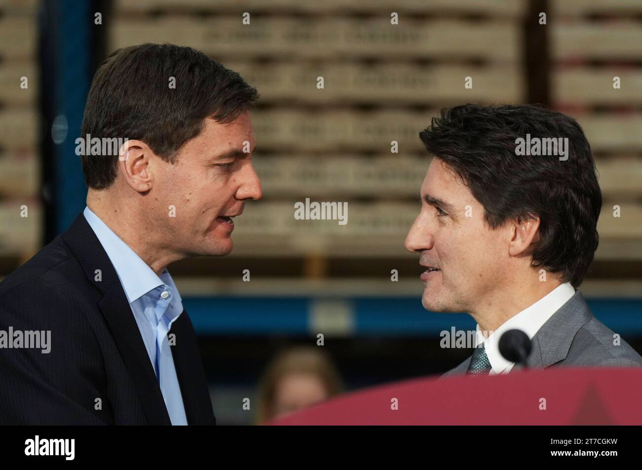 British Columbia Premier David Eby, left, and Canada's Prime Minister ...