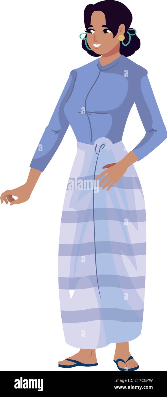 myanmar woman standing Stock Vector Image & Art - Alamy