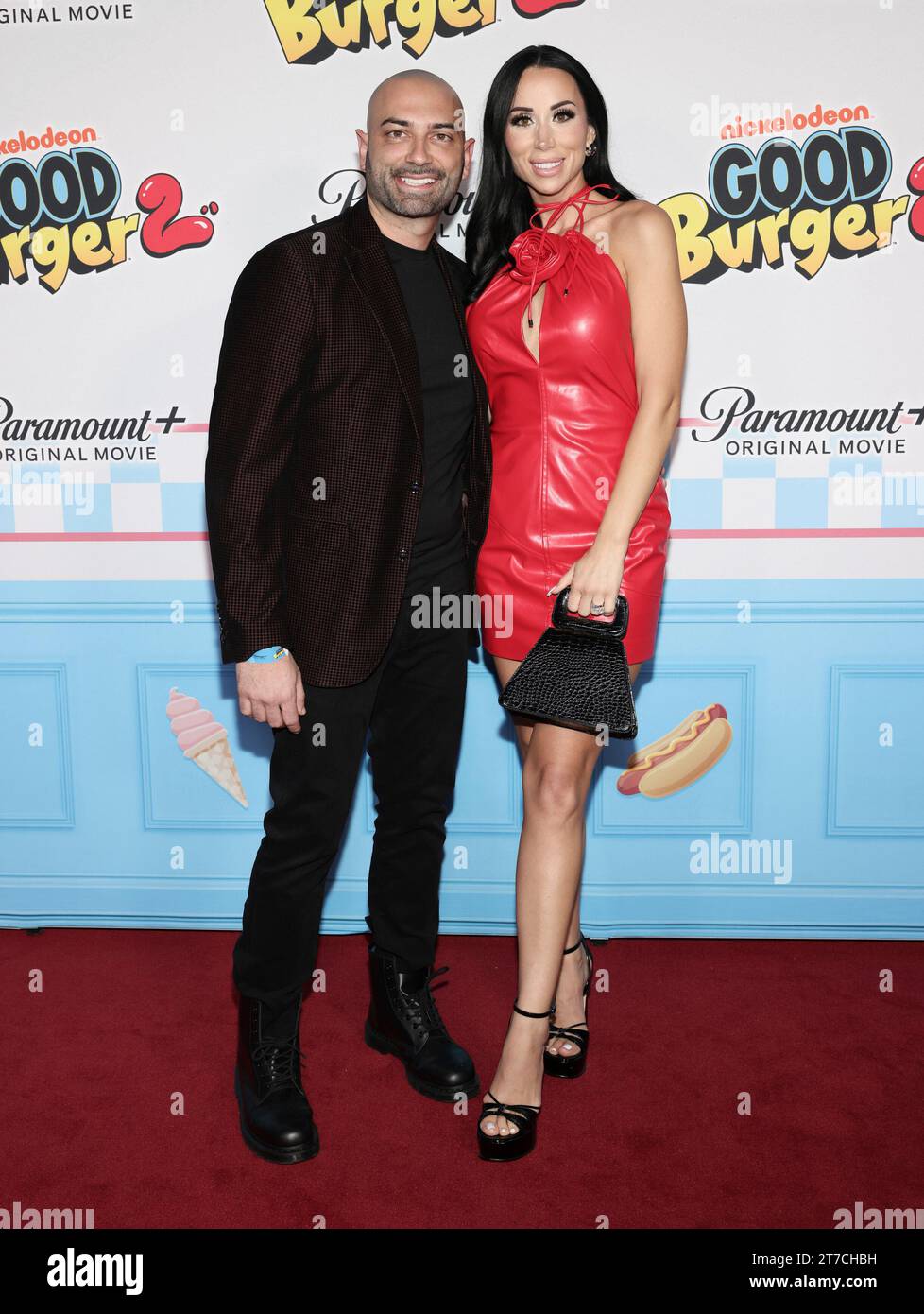 John Fuda, left and Rachel Fuda attend the premiere of "Good Burger 2 ...