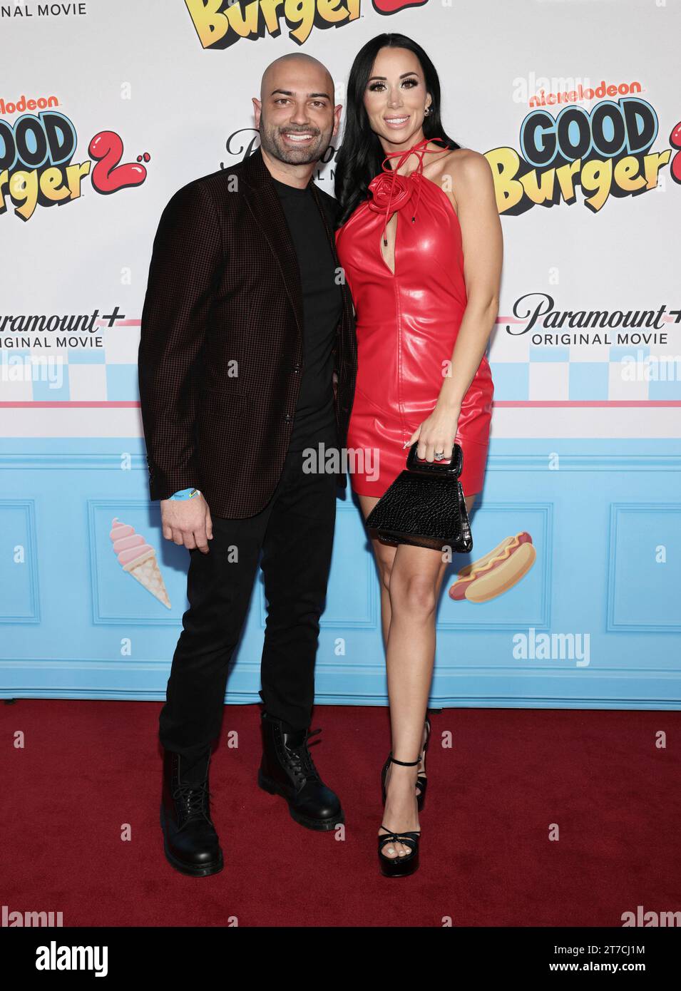 John Fuda, left and Rachel Fuda attend the premiere of "Good Burger 2 ...