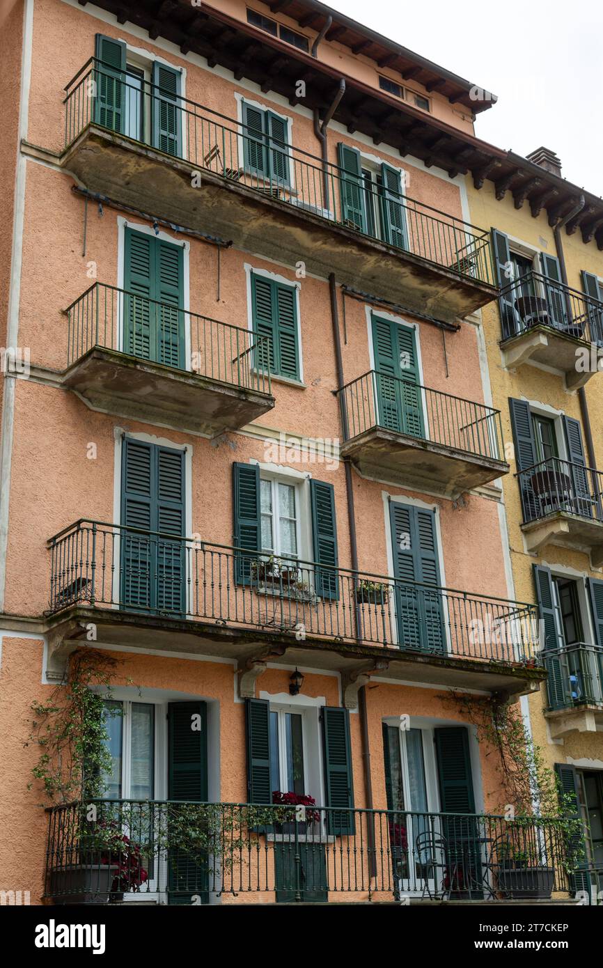 A four story residential building in Bellagio, Lombardy, Italy Stock ...