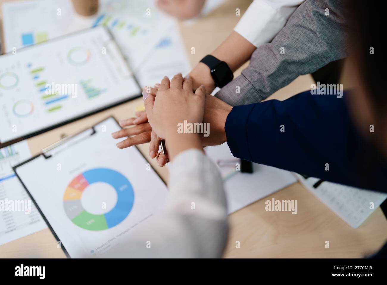 business group people showing unity with their hands together Stock ...