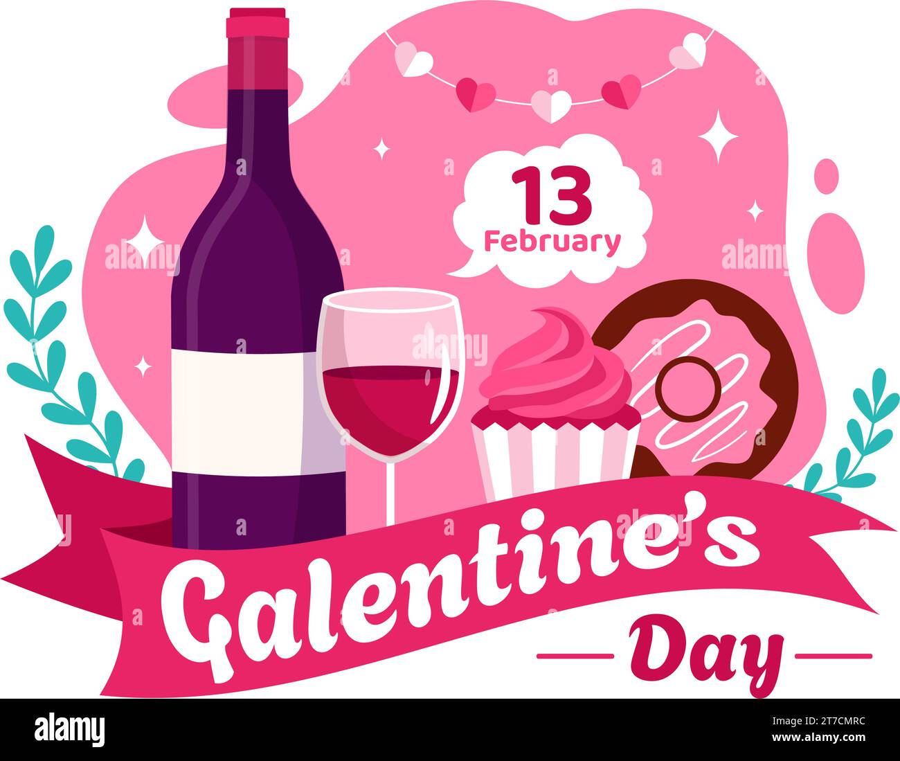 Happy Galentine's Day Vector Illustration on February 13th with ...