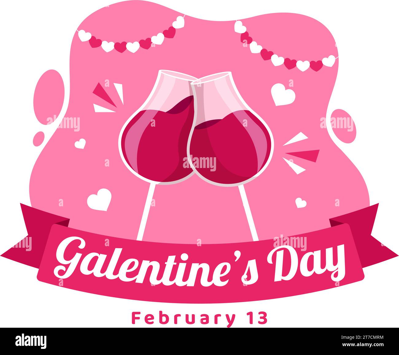 Happy Galentine's Day Vector Illustration on February 13th with ...