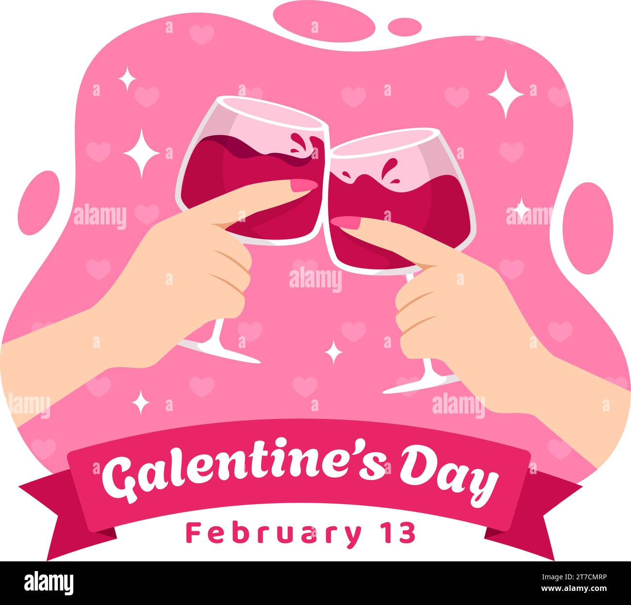 Happy Galentine's Day Vector Illustration on February 13th with ...