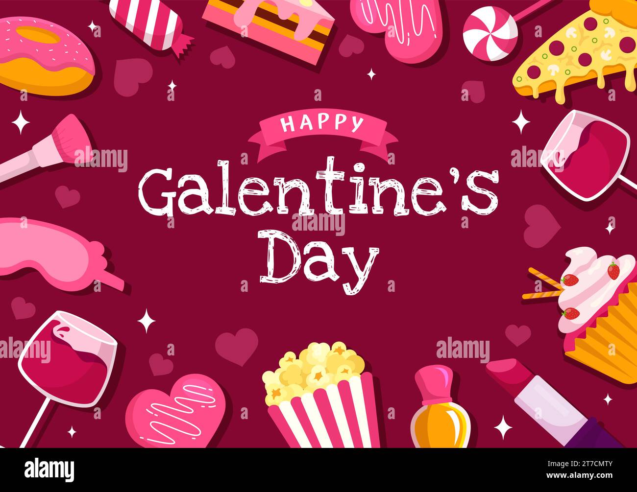 Happy Galentine's Day Vector Illustration on February 13th with ...