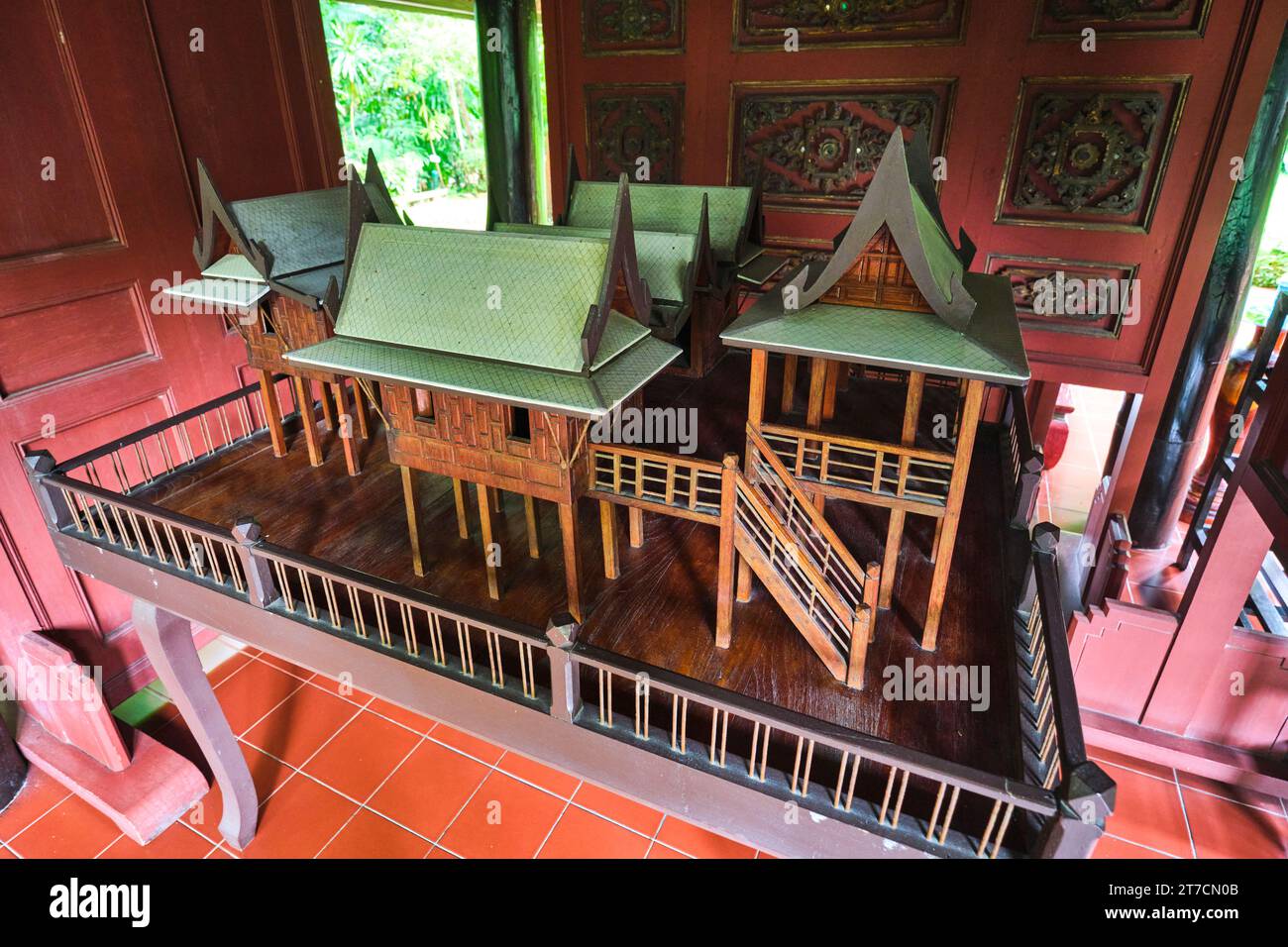 A wood model of a typical raised house. At the Suan Pakkad Palace ...