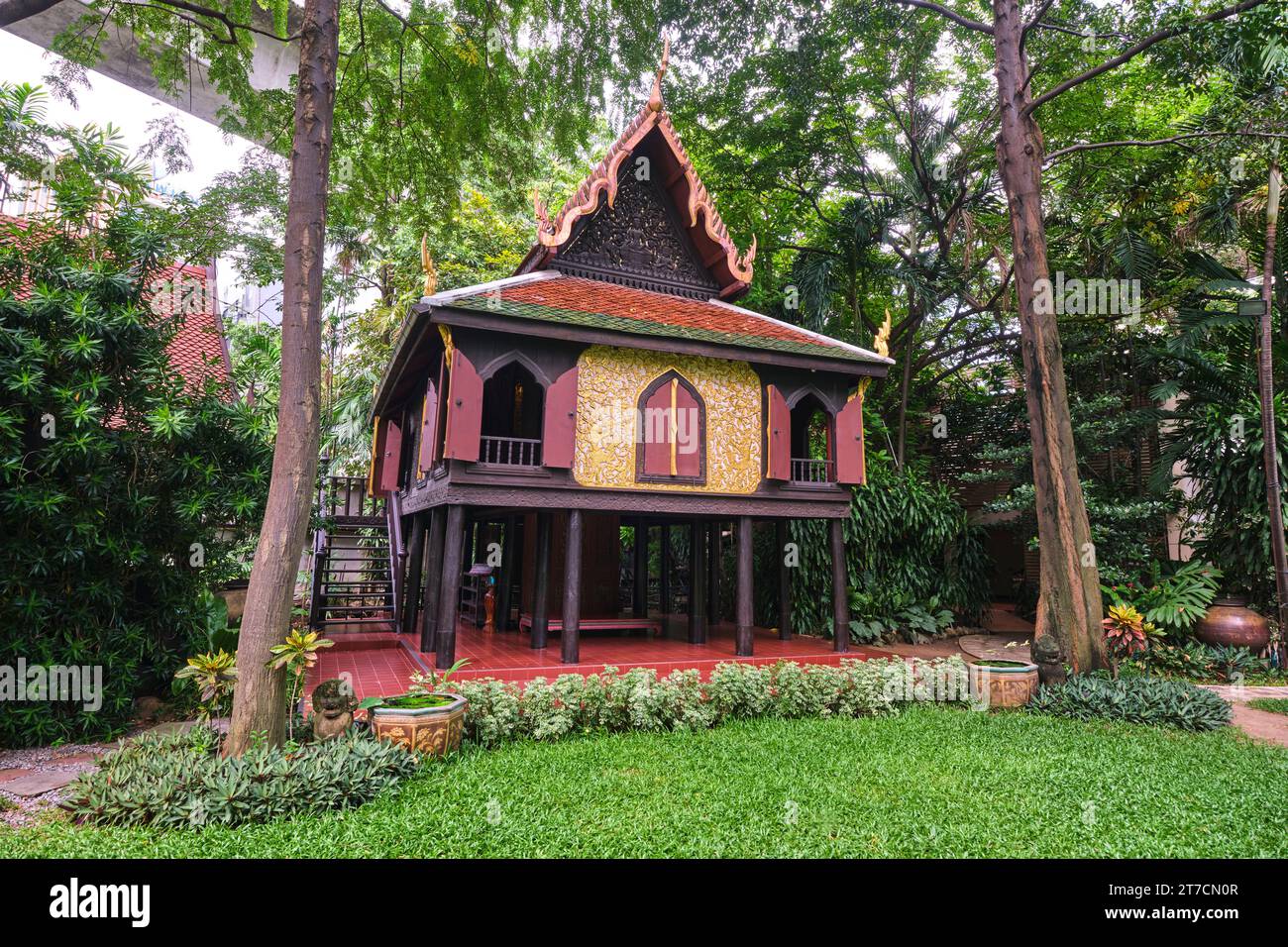 Exterior facade of one of the preserved houses, with elaborate gold ...