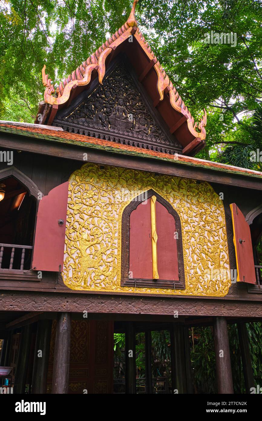 Exterior facade of one of the preserved houses, with elaborate gold ...