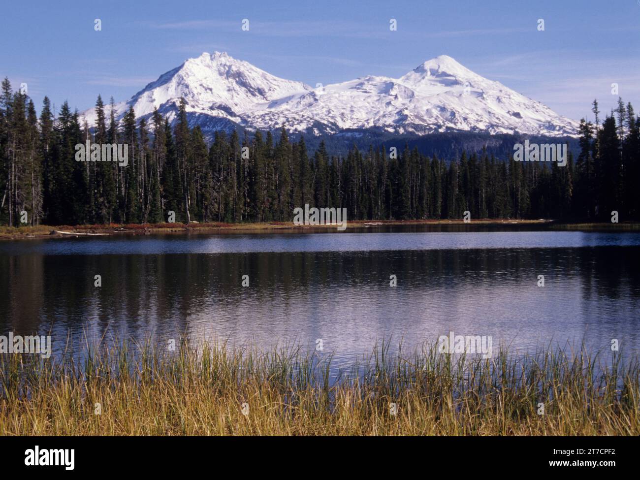 Three Sisters & Scott Lake, Willamette National Forest, Oregon Stock ...