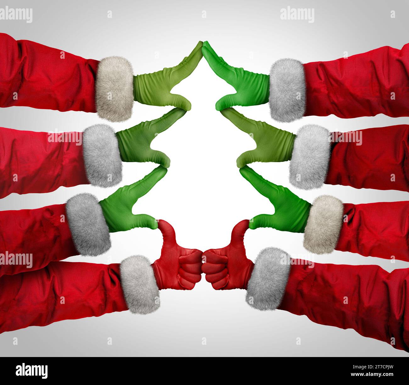 Santa Claus Christmas tree as a fun group of people in Santaclaus ...