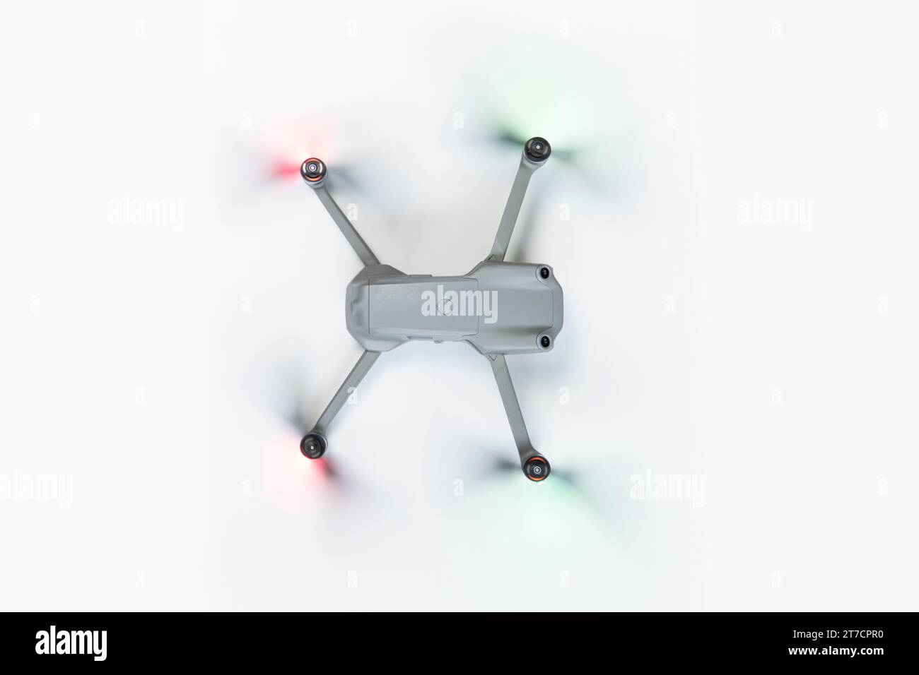 Aerial Drone Isolated on White Background. Top View of Quad Copter with ...