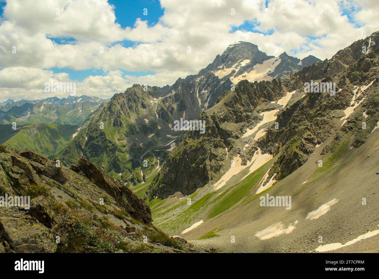 The valley of the Sofia river near Sofia lakes, Arkhyz, Karachay ...