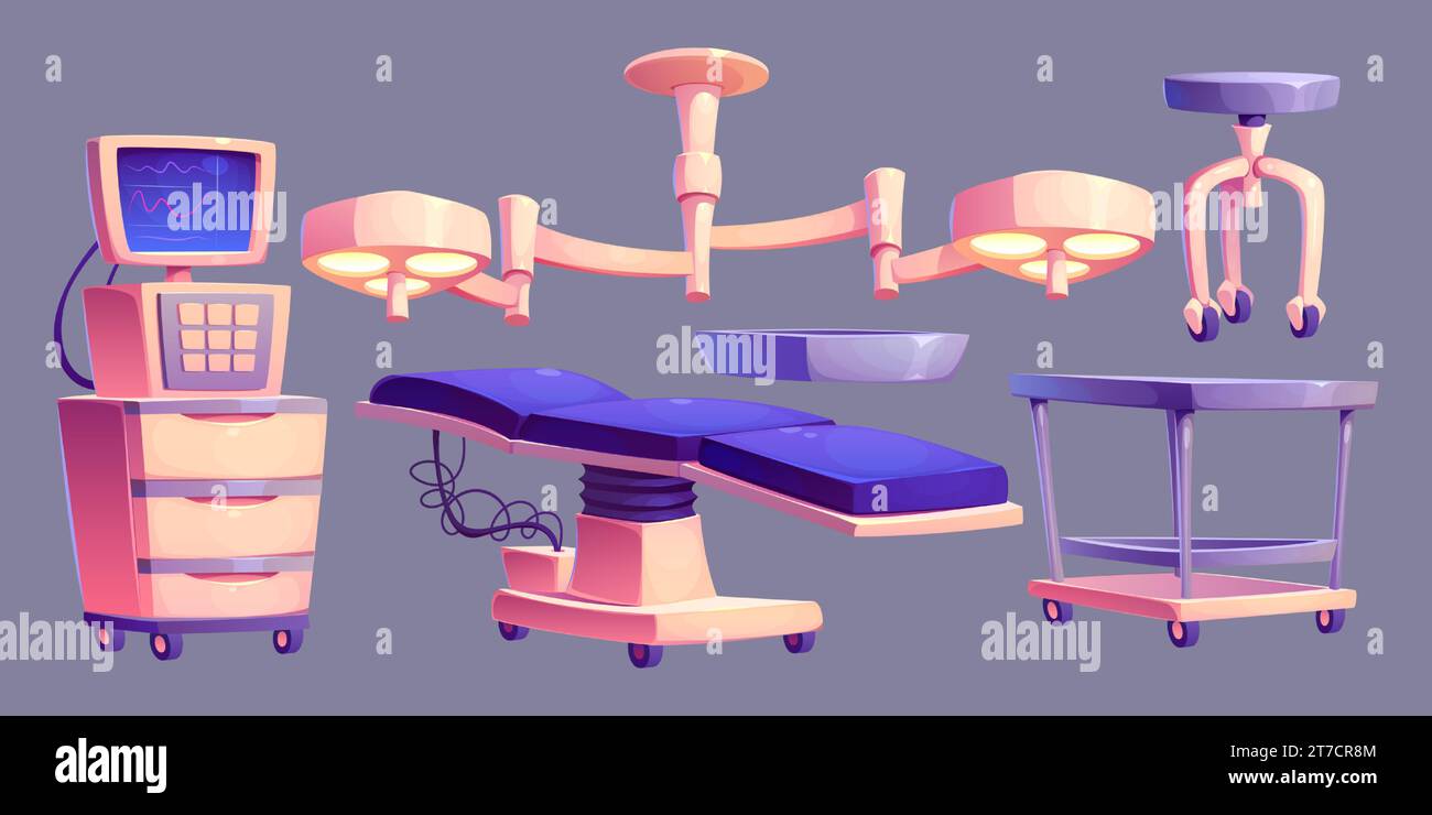 Surgery equipment set isolated on background. Vector cartoon ...