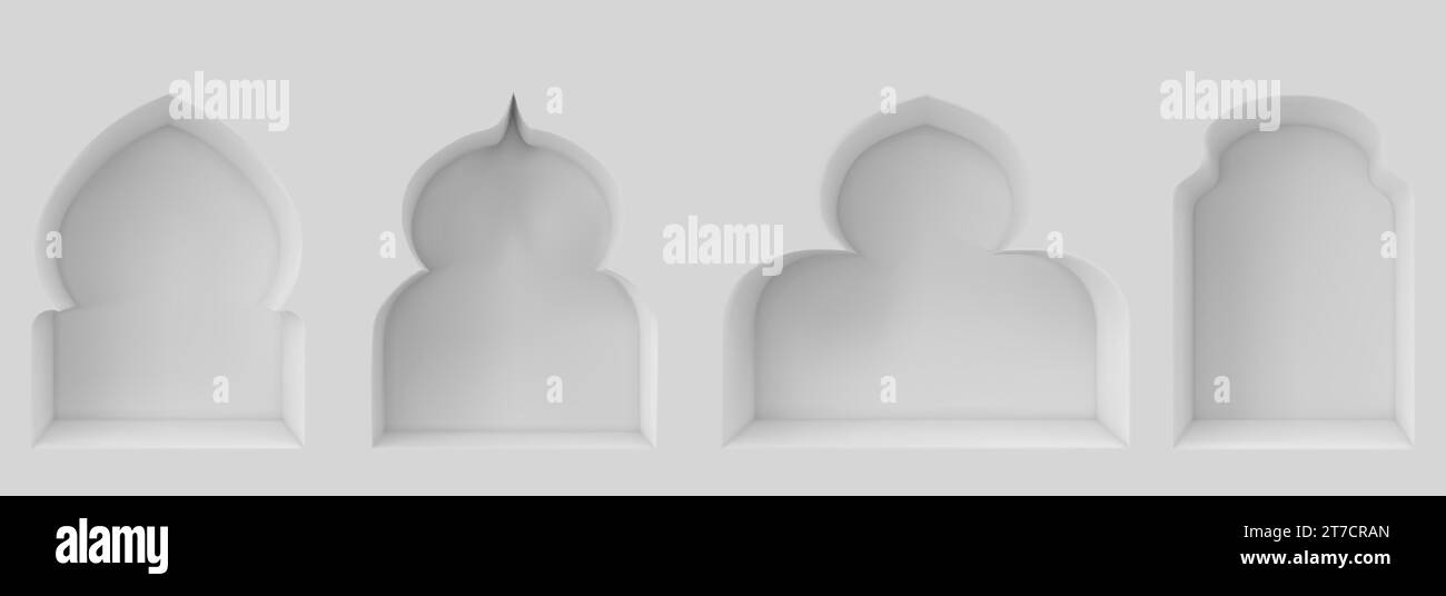 Arch window of mosque or muslim building. Realistic vector illustration ...
