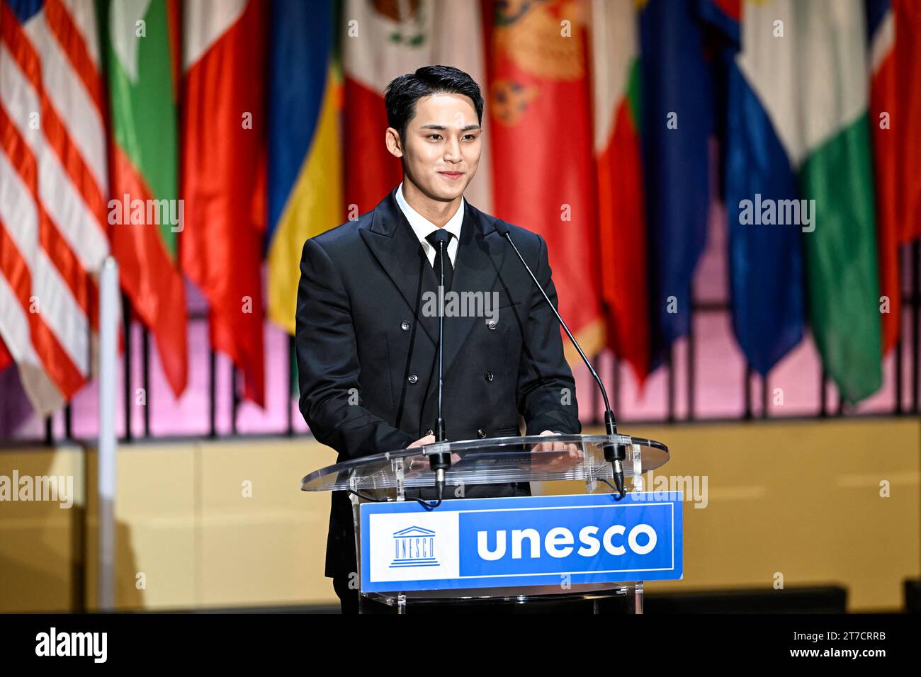 Paris, France. 14th Nov, 2023. South Korean singer Mingyu aka Kim ...