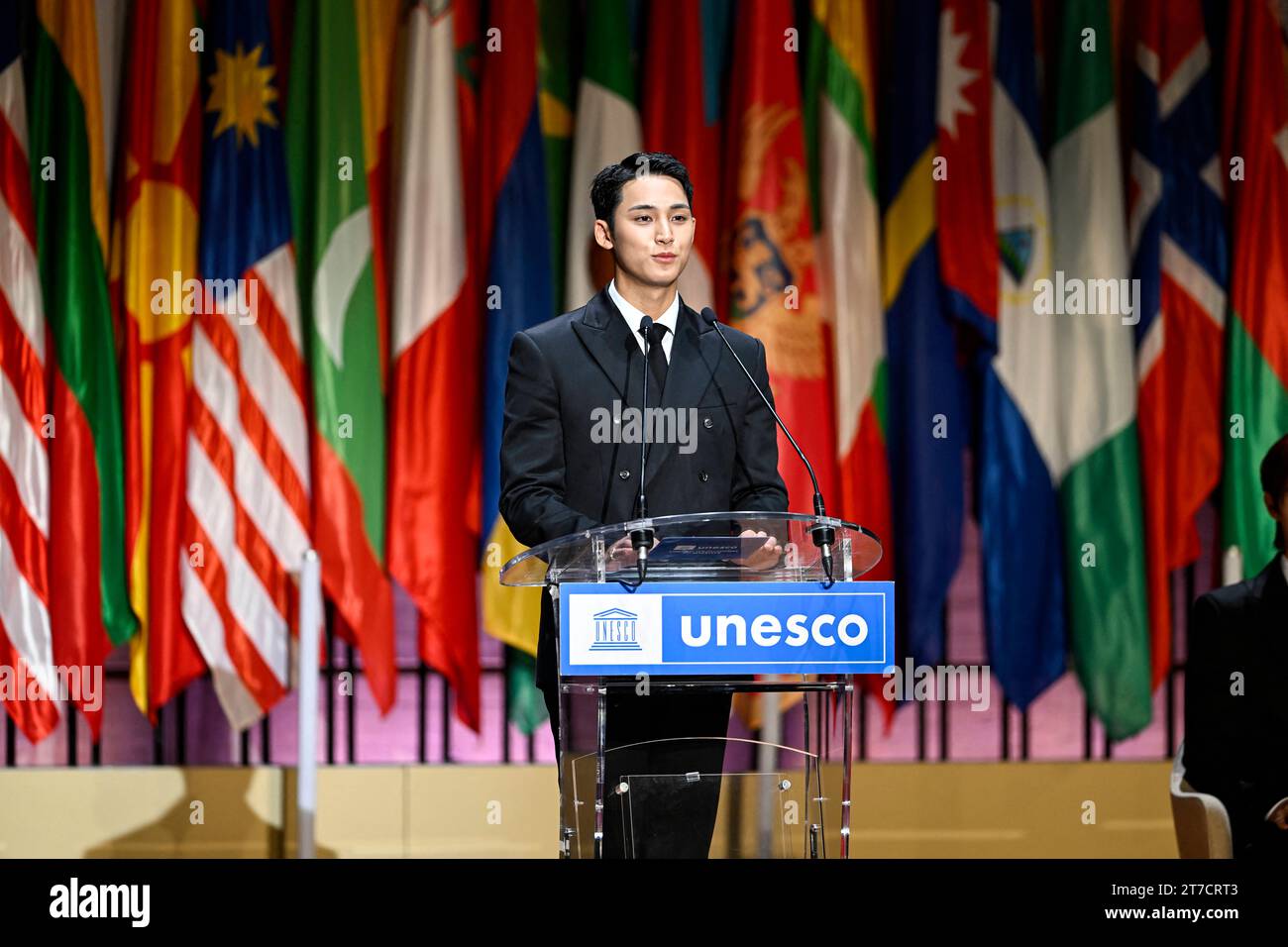 Paris, France. 14th Nov, 2023. South Korean singer Mingyu aka Kim ...