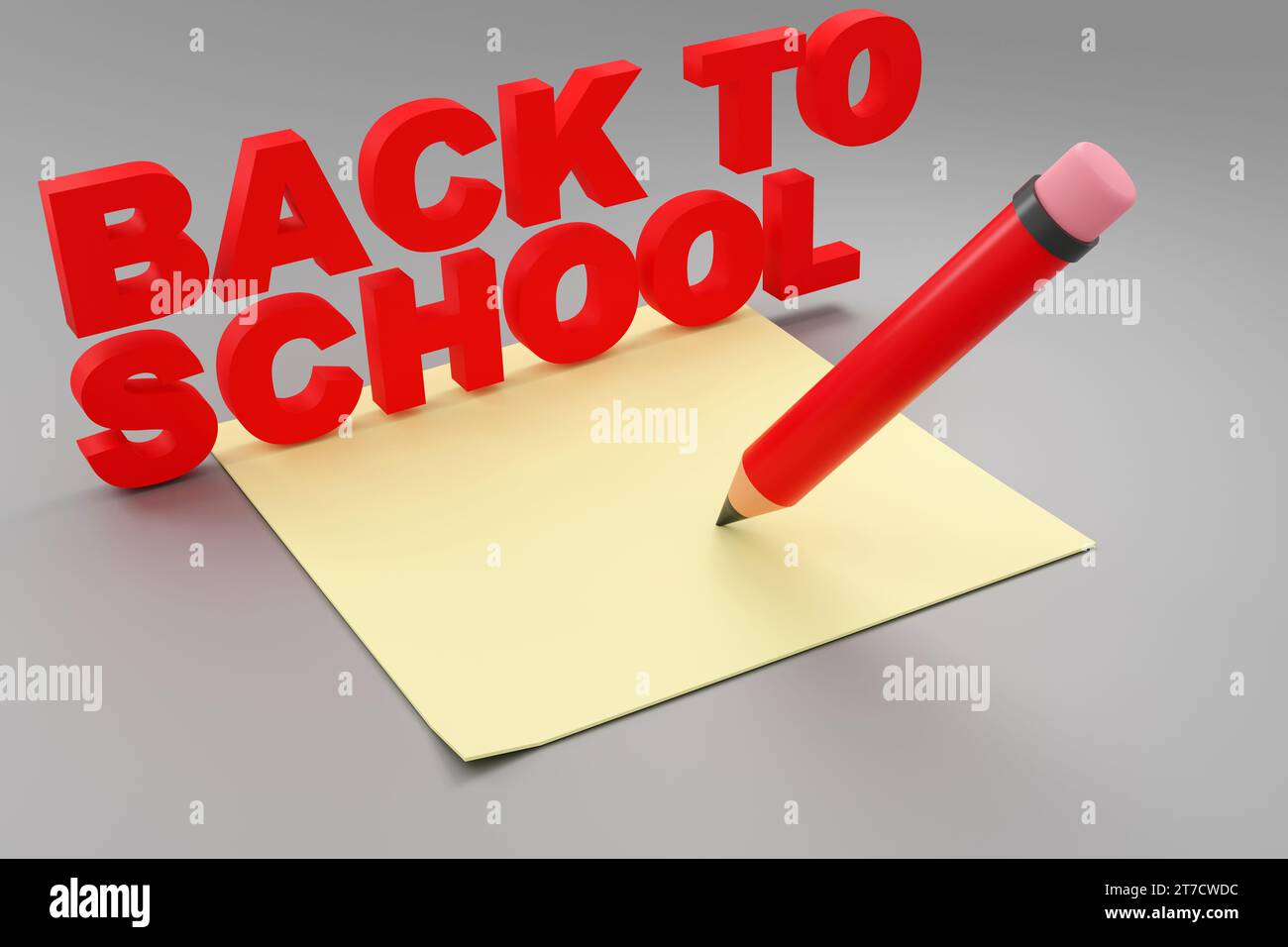 Bright red sign back to school Minimal Concept 3D render Illustration ...