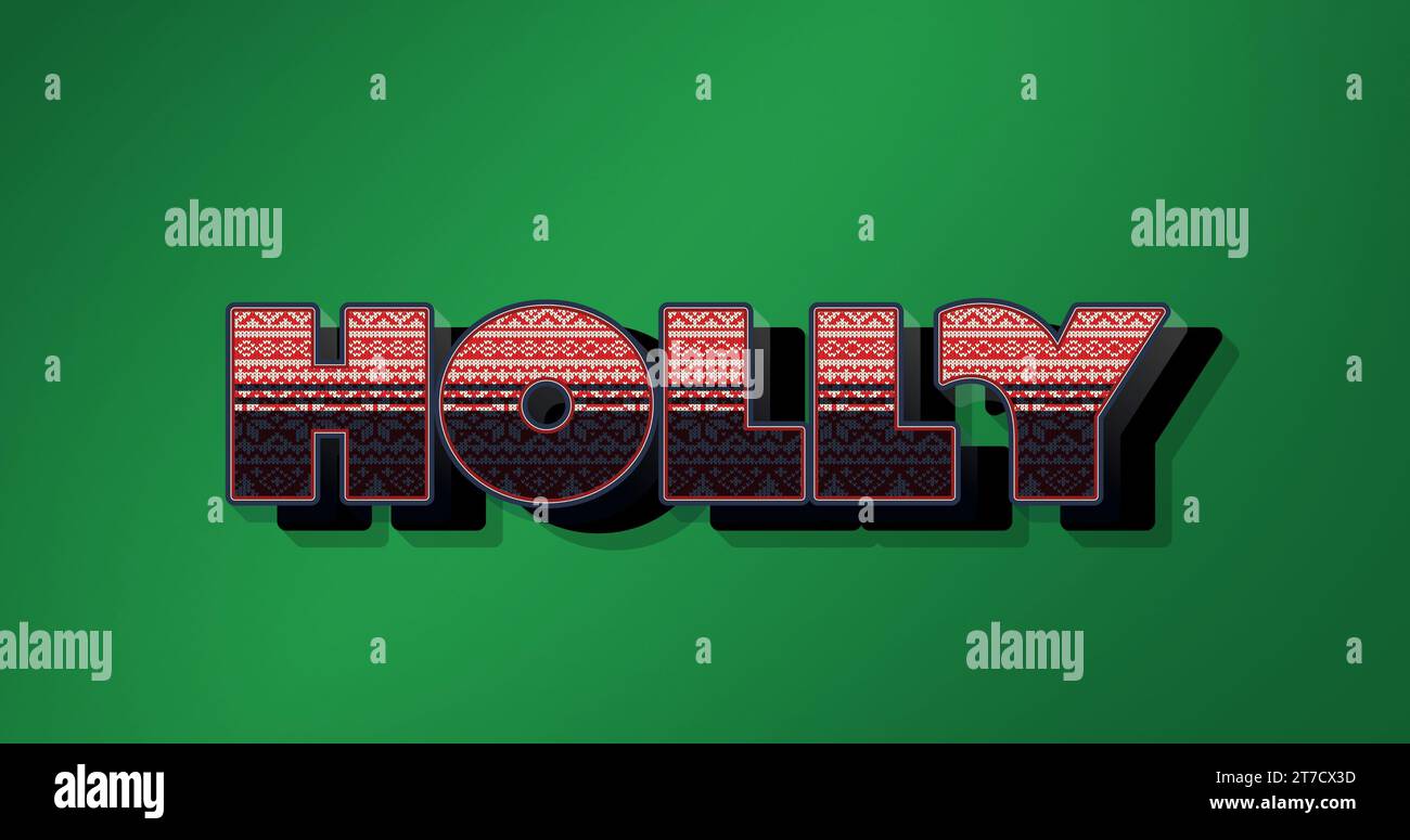 Composition of holly text over green background at christmas Stock ...