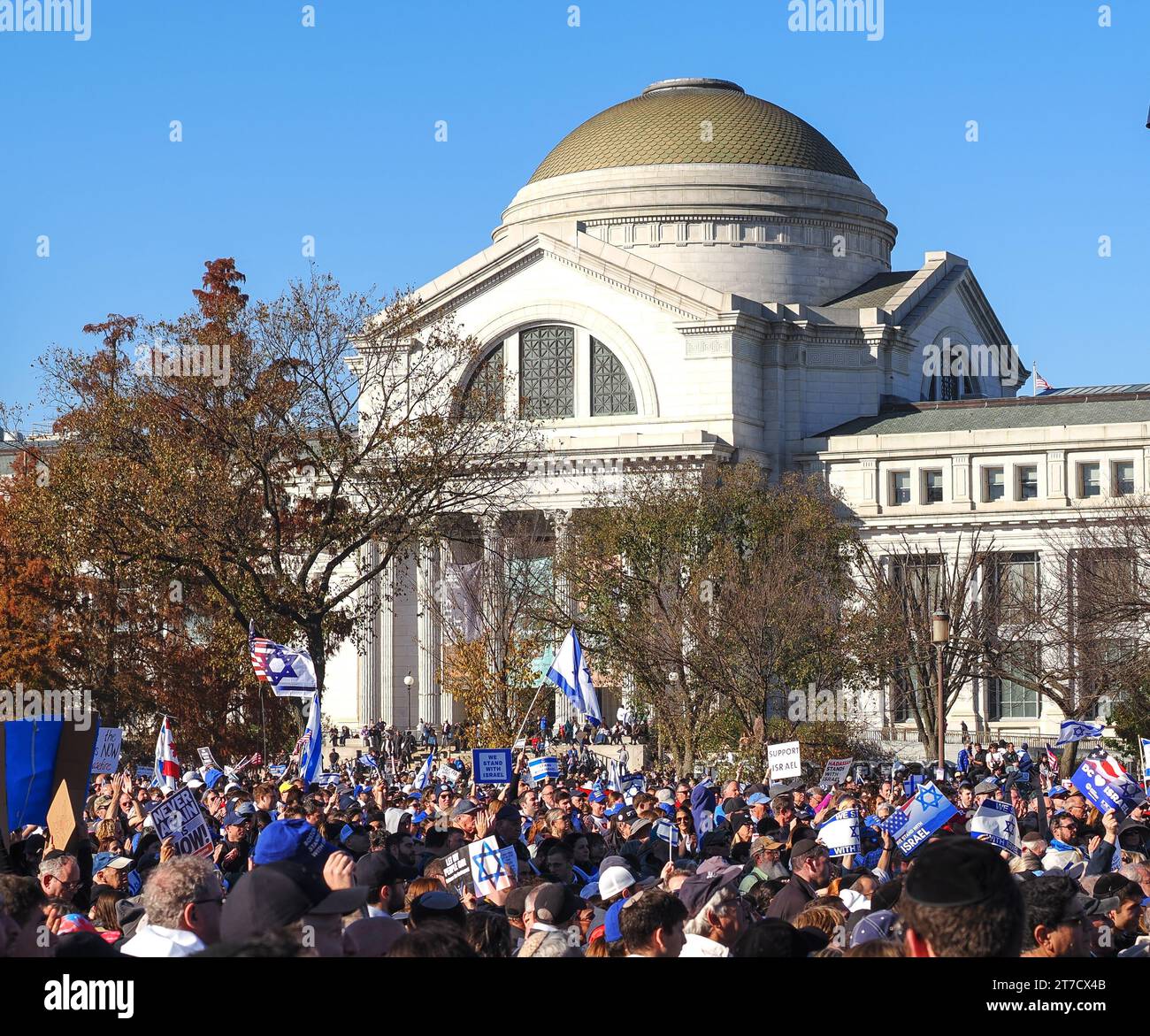 Washington, DC., USA, 14th Mar 2023 Crowd waving flags and signs in ...