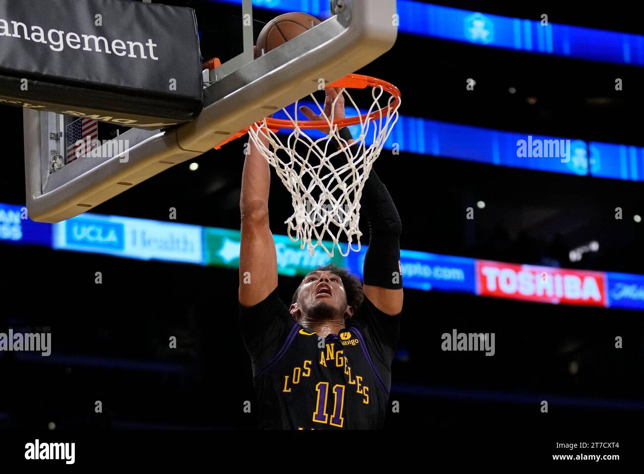 Los Angeles Lakers center Jaxson Hayes (11) dunks during the second ...