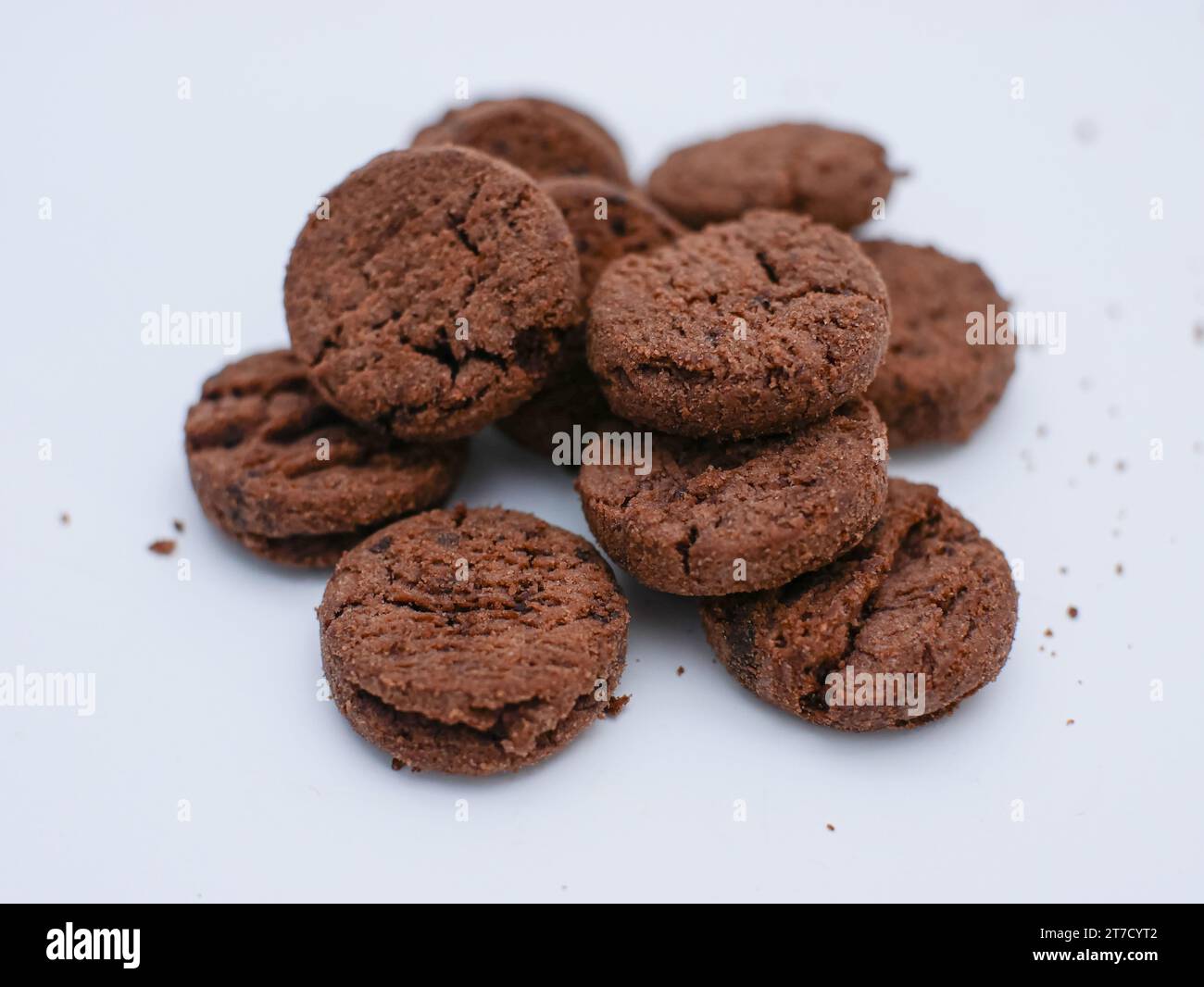 mini chocolate chip cookies isolated on white background Stock Photo ...