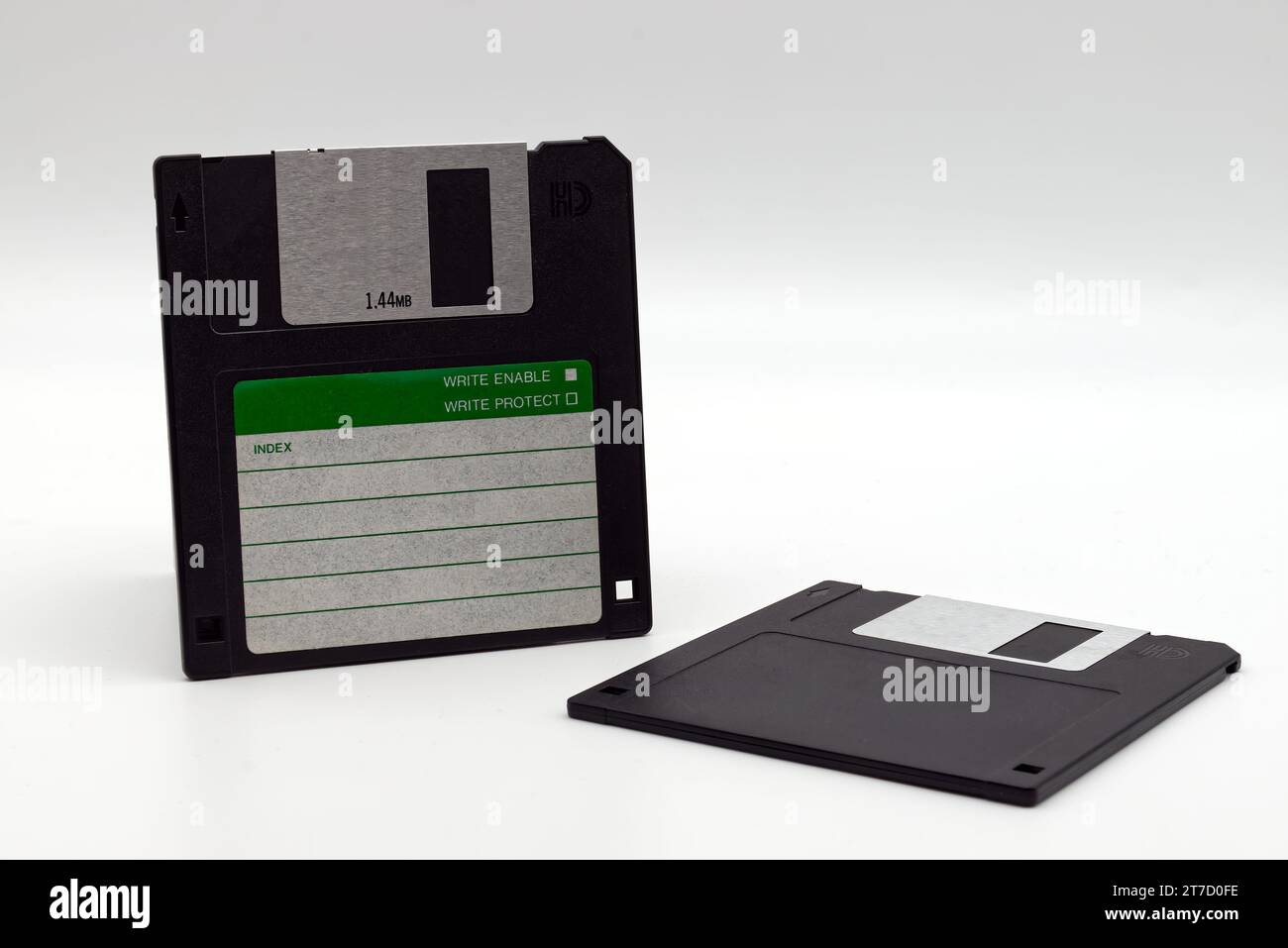 Floppy disk of 1.4 megabytes isolated on white background. Old storage ...