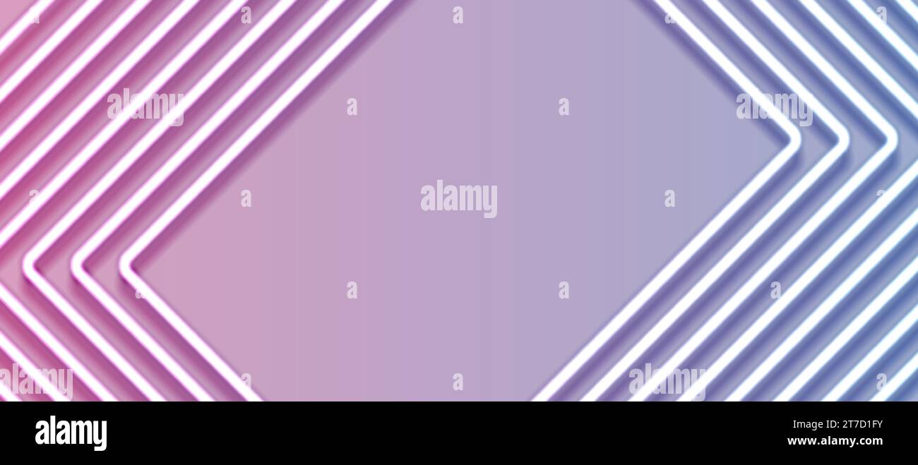 Blue pink rectangle frame abstract neon background. Technology retro ...