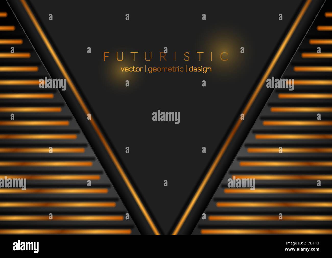 Black and golden abstract geometric tech background. Futuristic ...