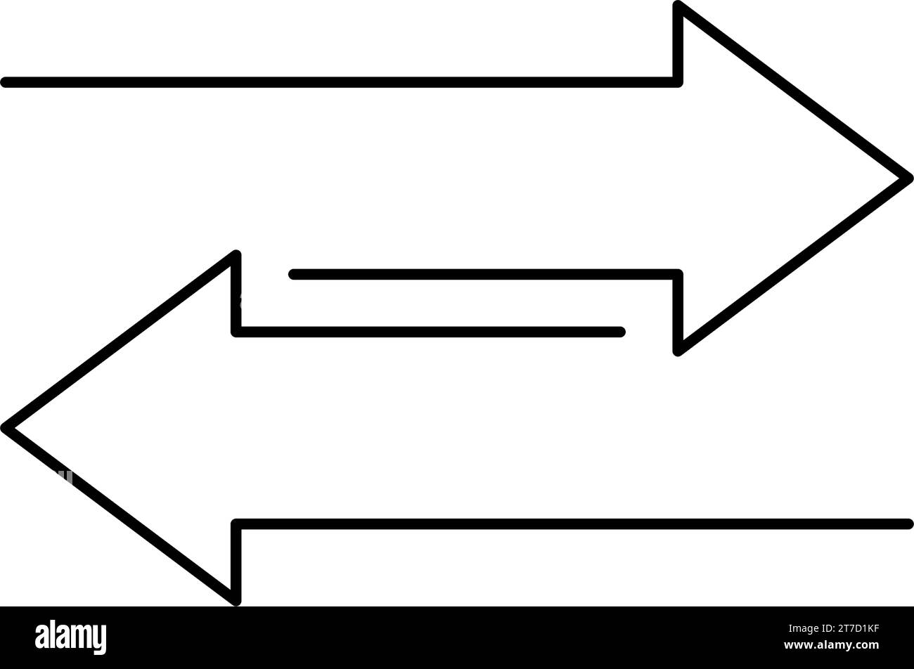 Transfer arrow icon. Double reverse symbol. Data transfer linear icon. Recycling sign. Arrow to ...