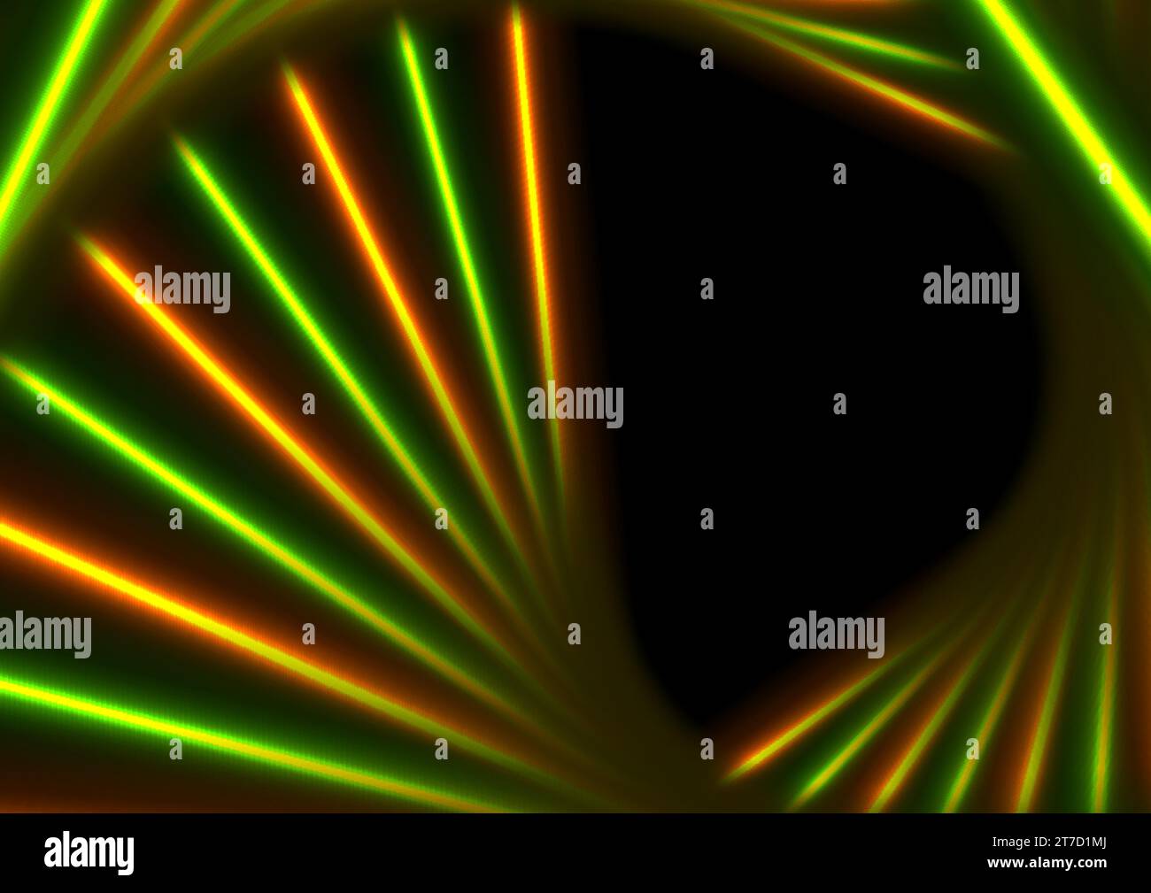 Green orange luminous neon triangular lines abstract technology ...