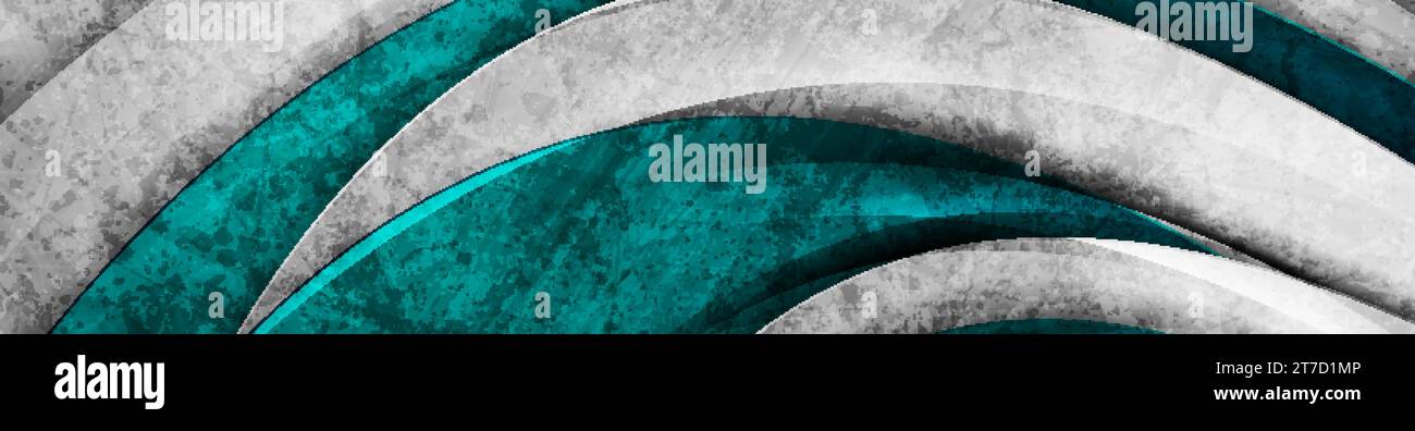 Contrast grey and turquoise glossy waves abstract corporate background ...