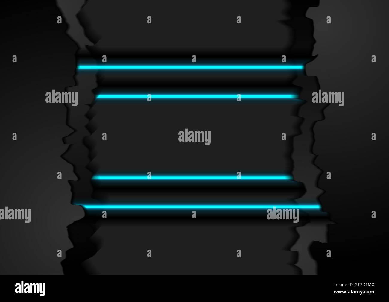 Black torn edge with blue neon lines abstract background. Vector design ...