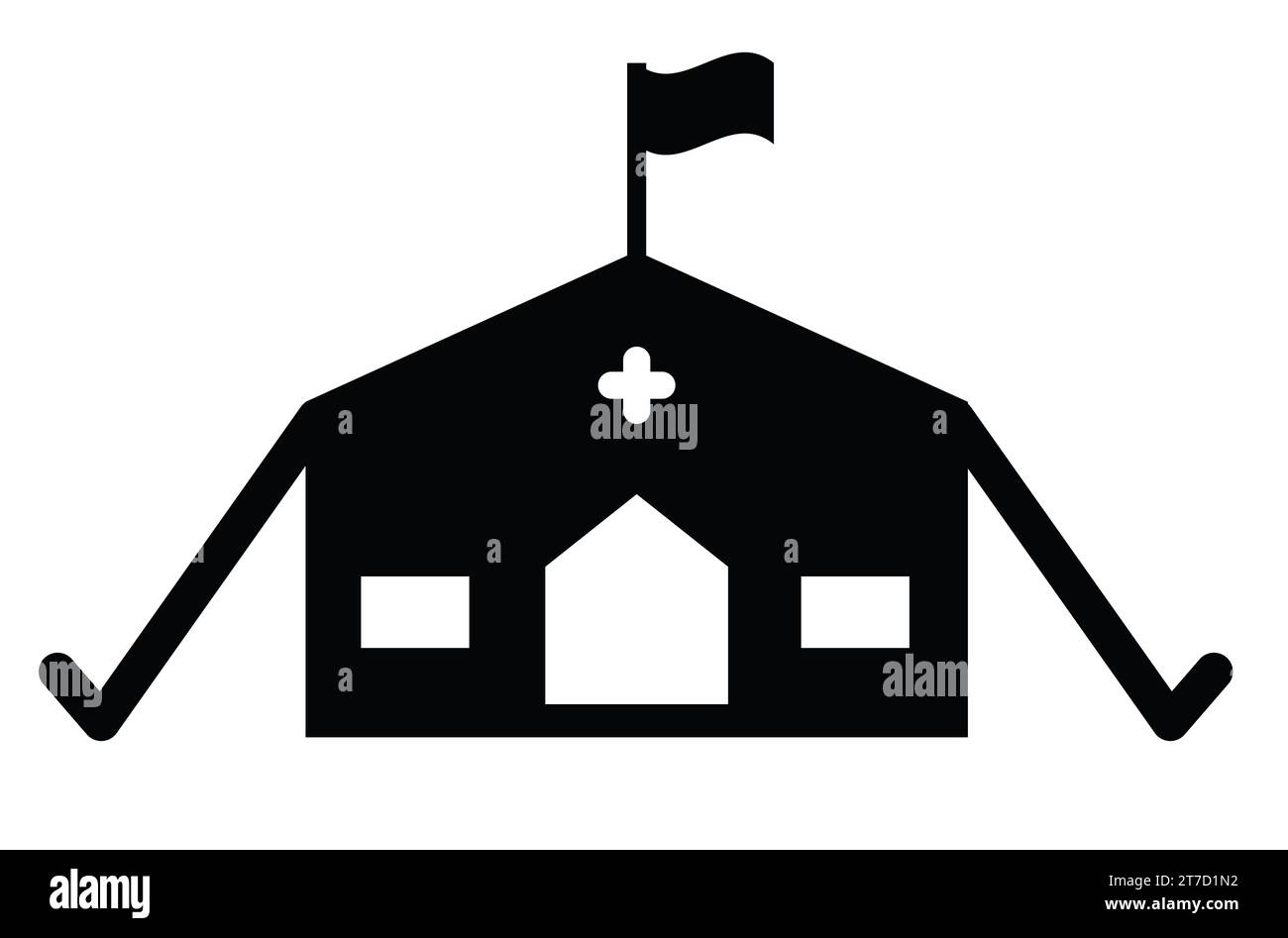 Military medical tent icon. Field Hospital sign. Tent with a flag ...