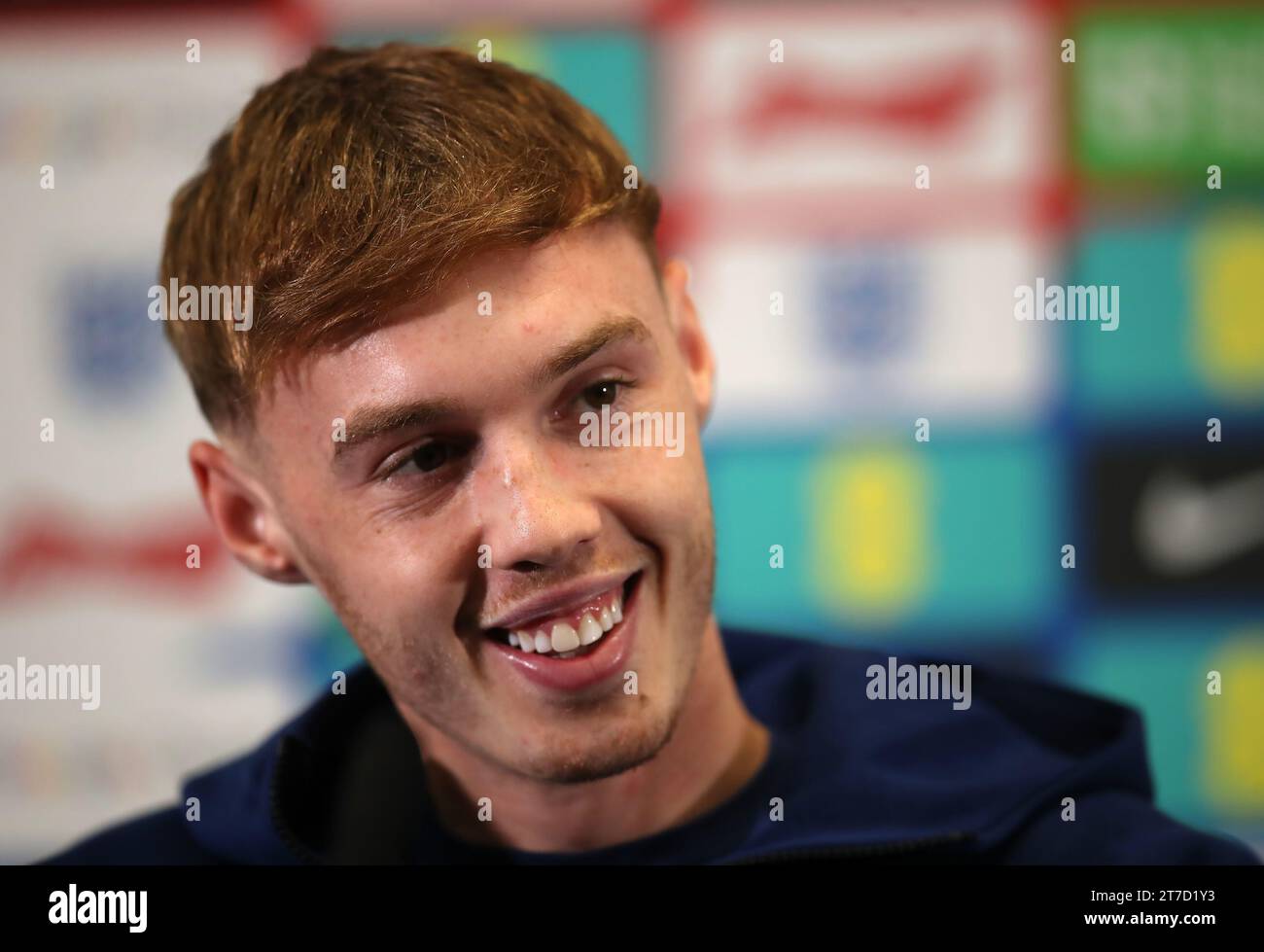 England's Cole Palmer during a press conference at St. George's Park ...