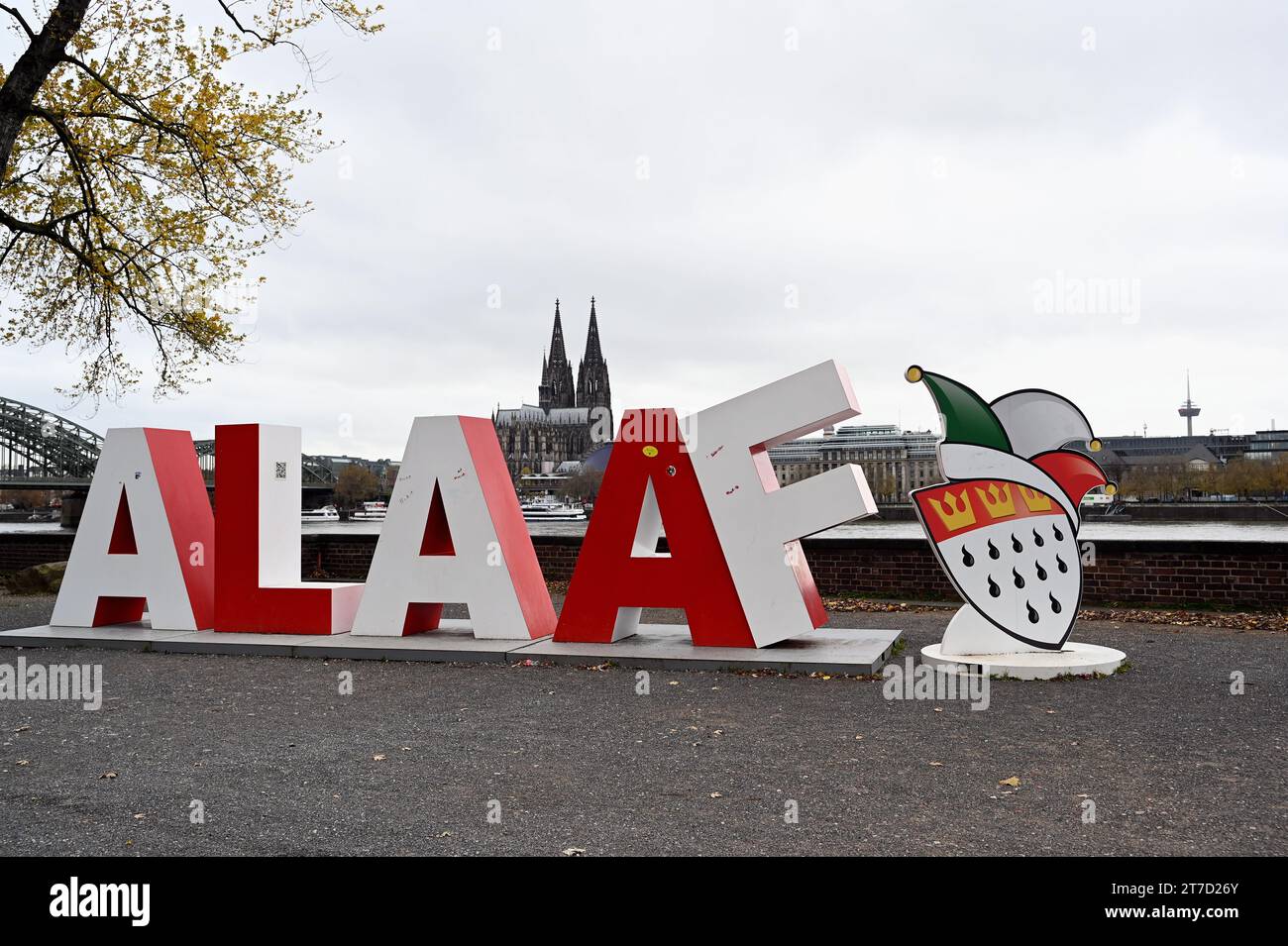 Cologne, Germany. 14th Nov, 2023. The two-meter tall Alaaf lettering ...