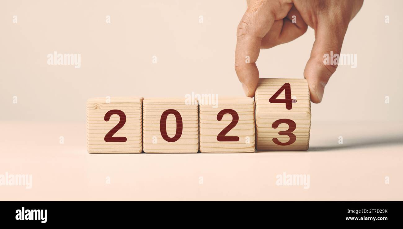 2024 year written on wooden cubes Stock Photo - Alamy