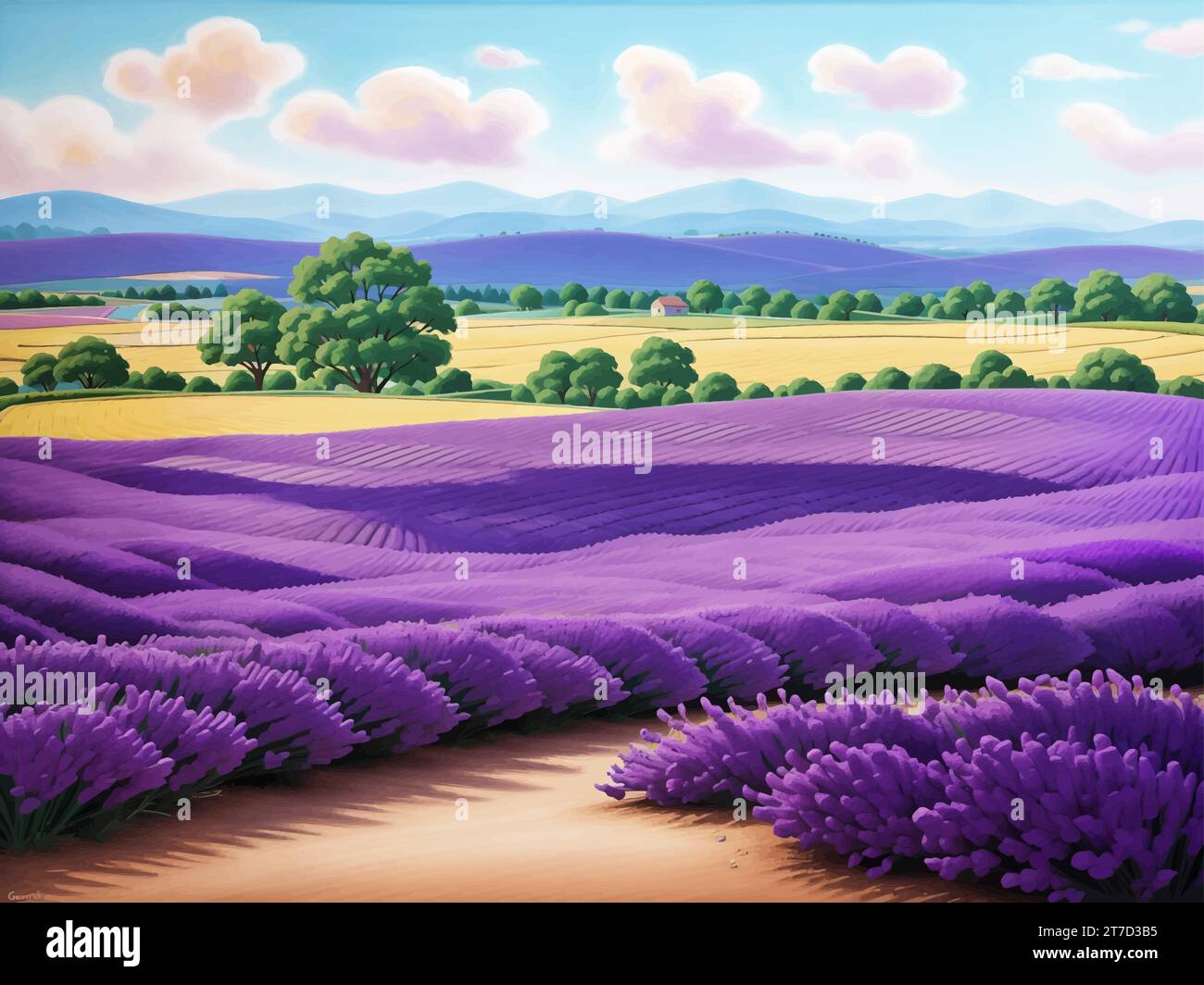 Vibrant landscape illustration Stock Vector Images - Alamy