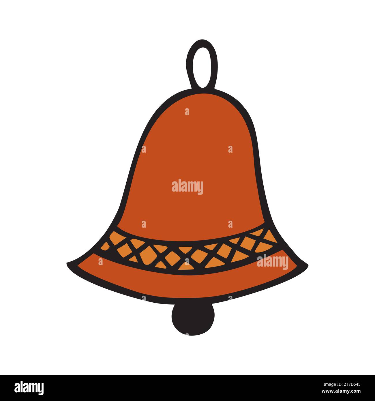 Colorful doodle bell illustration in vector. Orange bell illustration ...