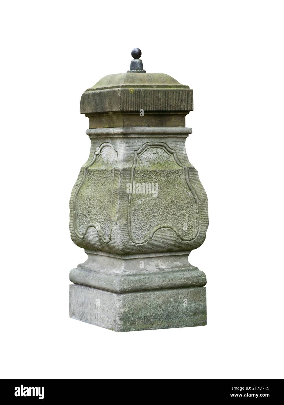 medieval stone column for the stairs of the entrance to the house on a ...