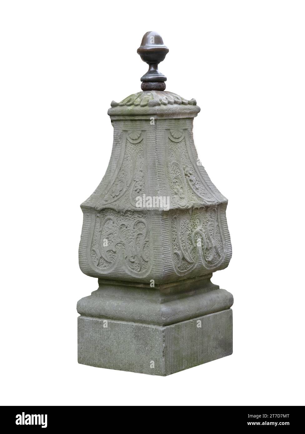 medieval stone column for the stairs of the entrance to the house on a ...